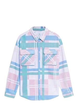 LI-NING Wade Series Colorblock Plaid Shirt - Blue/white/pink
