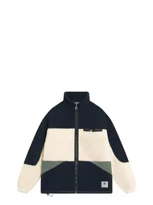 LI-NING Badfive Graphic Color Block Polar Fleece Jacket - Black/beige/green