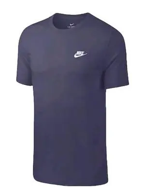Nike Retro Swoosh Logo Embroidered Short Sleeve Tee - Blue