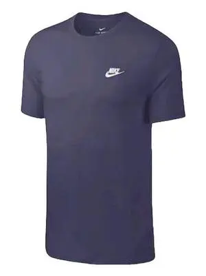 Nike Retro Swoosh Logo Embroidered Short Sleeve Tee - Blue
