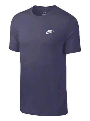 Nike Retro Swoosh Logo Embroidered Short Sleeve Tee - Blue