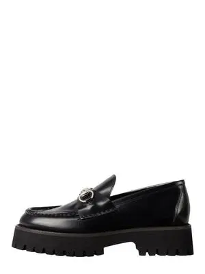 Gucci Leather Horsebit Loafer With Lug Sole - Black