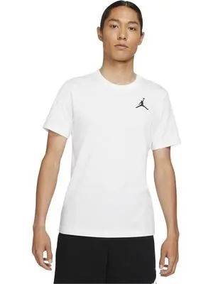 JORDAN Air Jordan Jumpman Logo Embroidery Sports Round Neck Short Sleeves T Shirt Men S White White