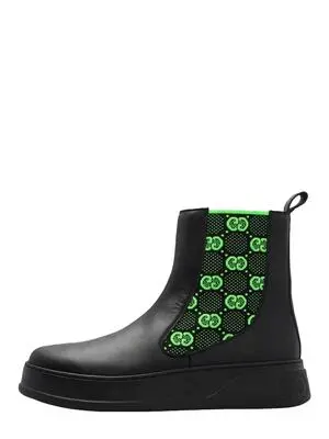 Gucci Gg Leather Ankle Boots - Black