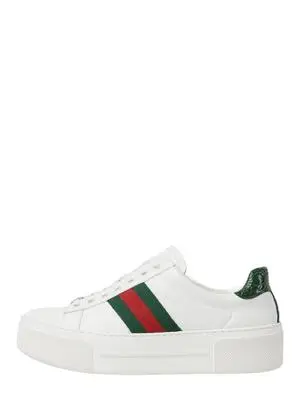 Gucci Gucci Ace Leather Platform Sneakers White/green/red