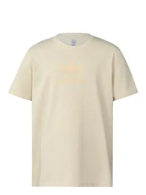 Adidas Originals Solid Color Logo Round Neck Short Sleeve Creamy White - Default Color