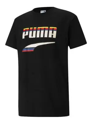 PUMA Printed Round Neck T-shirt 'black White - Black/white
