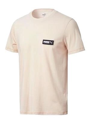 PUMA Puma Fuslon Minimalistic Chest Alphabet Logo Label Short Sleeve Khaki