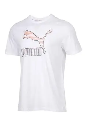 PUMA Chest Large Logo Printing Short Sleeve - White