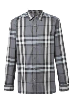 Burberry Plaid Long Sleeve Shirt - Grey
