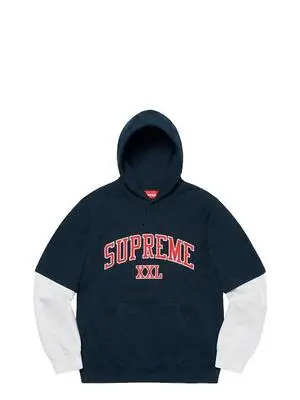 Supreme Hooded Sweatshirt With Contrast Sleeves - Navy