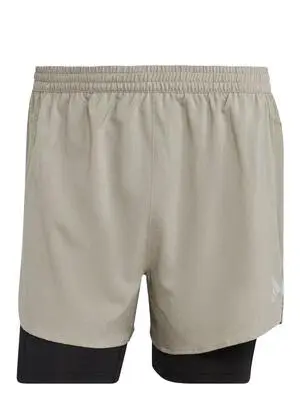 Adidas 2-in-1 Running Shorts - Silver Pebble