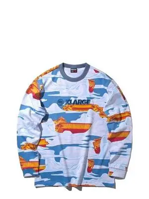LI-NING X Xlarge Crossover Printing Long Sleeve Shirt - Blue/white