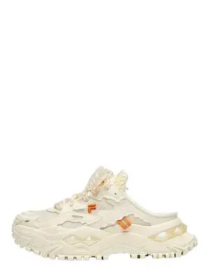 FILA FUSION Bianco Mule Shoes - Cream White/orange