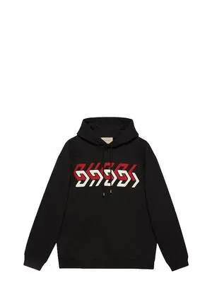 Gucci Jersey Hoodie With Mirror Print - Black/red