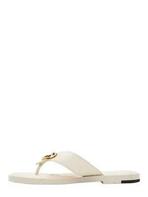 Gucci Leather Interlocking G Thong Sandals - White