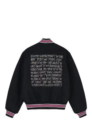 StÜssy Talk Melton Varsity Jacket - Black