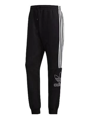 Adidas Originals Logo Printing Casual Bundle Feet Sports Long Pants - Black