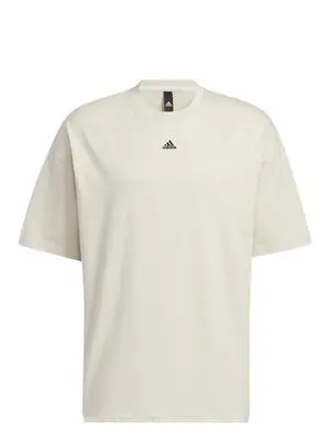 Adidas Solid Color Logo Loose Sports Short Sleeve Creamy White T-shirt - Multi-color