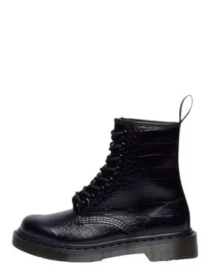 Dr. Martens 1460 Croc Emboss Lace Up Boots - Black