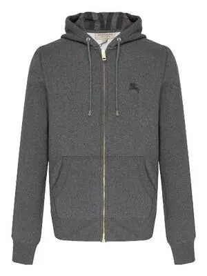 Burberry Cotton Logo Embroidery Zipper Jacket - Grey