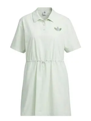 Adidas Dress With Polo Collar And Drawstring Waist - Green