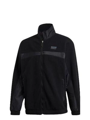 Adidas Originals Colorblock Fleece Stand Collar Zip-up Jacket - Black
