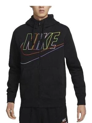 Nike Club Brushed Zip-up Hooded Jacket - Black/multi-color