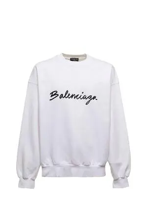 Balenciaga Script Logo Crewneck Sweatshirt - White