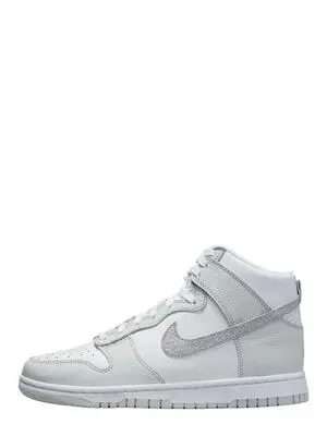 Nike Nike Dunk High Top Sneakers With Silver Glitter Swoosh Detailing Gray/white