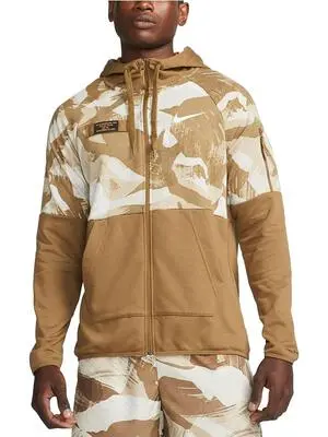 Nike Camouflage Dri-fit Fleece Full-zip Hoodie - Brown/multi-color