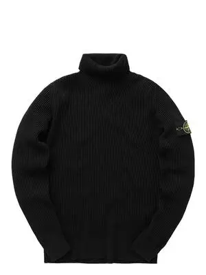 Stone Island Logo Patch Turtleneck Sweater - Black