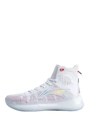 LI-NING High Top Lace-up Athletic Sneakers - White/red