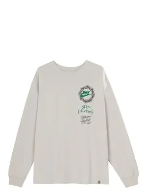 Nike Alphabet Printing Long Sleeves Autumn Light Bone T-shirt - Default Color