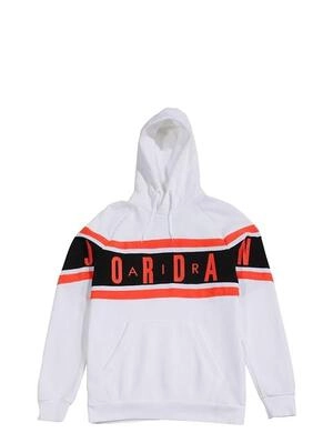 JORDAN Air Logo Printing Fleece Pullover Hoodie - White