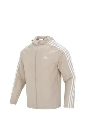 Adidas 3-stripes Zip-up Windbreaker Jacket - Beige