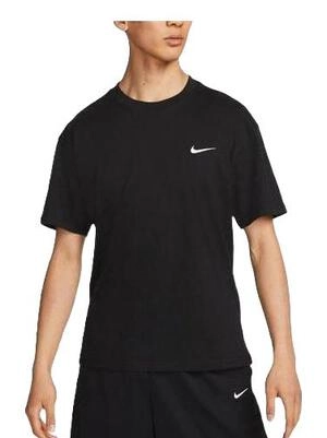 Nike Solid Color Logo Printing Round Neck Pullover Short Sleeve Black T-shirt - Default Color