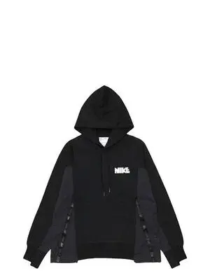 Nike X Sacai Logo Printing Splicing Contrasting Hoodie 'black - Multi-color