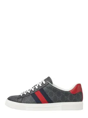 Gucci Gucci Ace Monogram Canvas Sneakers Grey/white/red