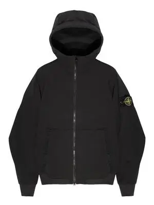 Stone Island Soft Shell Hooded Jacket - Black