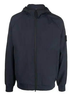 Stone Island Light Soft Shell-r Hooded Jacket - Navy