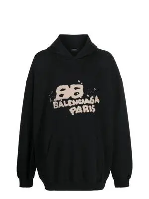 Balenciaga Hand-drawn Bb Icon Hoodie - Black