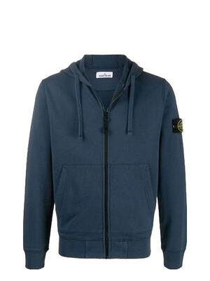 Stone Island Garment Dyed Zip Hoody Jacket - Dark Blue