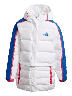 Adidas Hooded Puffer Jacket - White/blue