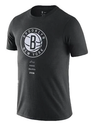 Nike Brooklyn Nets Casual Printing Round Neck Short Sleeve T-shirt - Black