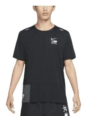 Nike Solid Color Back Alphabet Printing Short Sleeve Black T-shirt - Multi-color