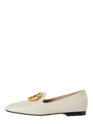 Gucci Logo Plaque Loafers - White/gold