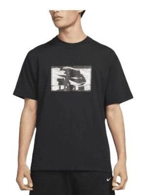 Nike Alphabet Logo Pattern Printing Round Neck Pullover Short Sleeve Black T-shirt - Multi-color