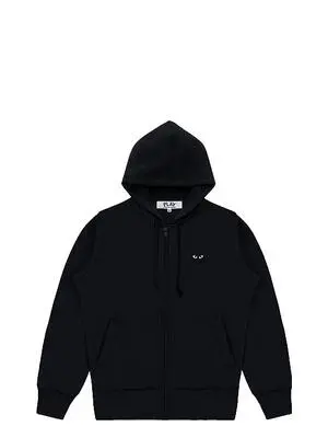 Play Comme Des Garcon Big Heart Zip Hooded Jacket - Black