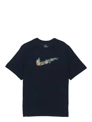 Nike Men's Nike Flowers Large Logo Casual Sports Solid Color Round Neck Short Sleeve Black T-shirt Multi-color
